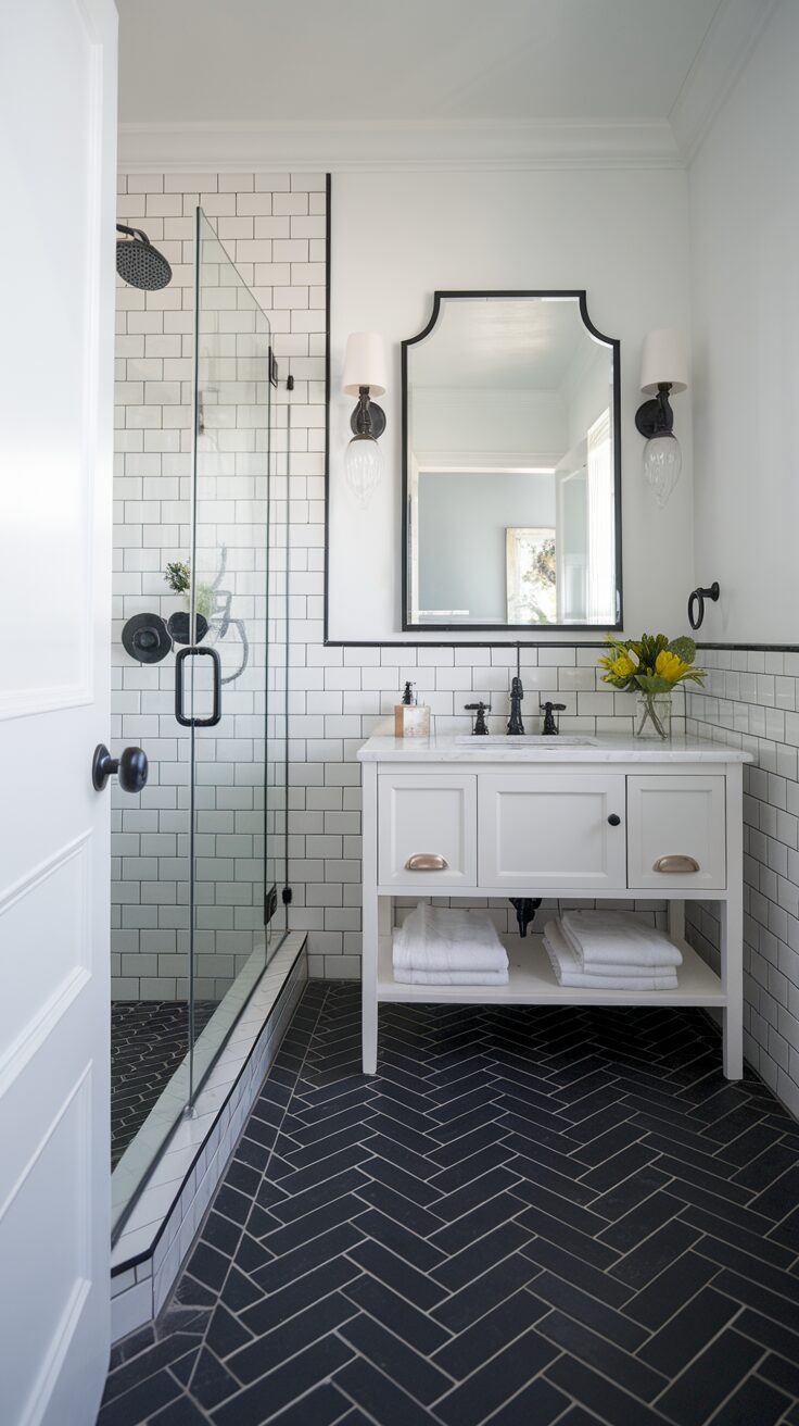 15 Modern Black Tile Bathroom Floor Ideas for Sleek Homes - Appliance Realm